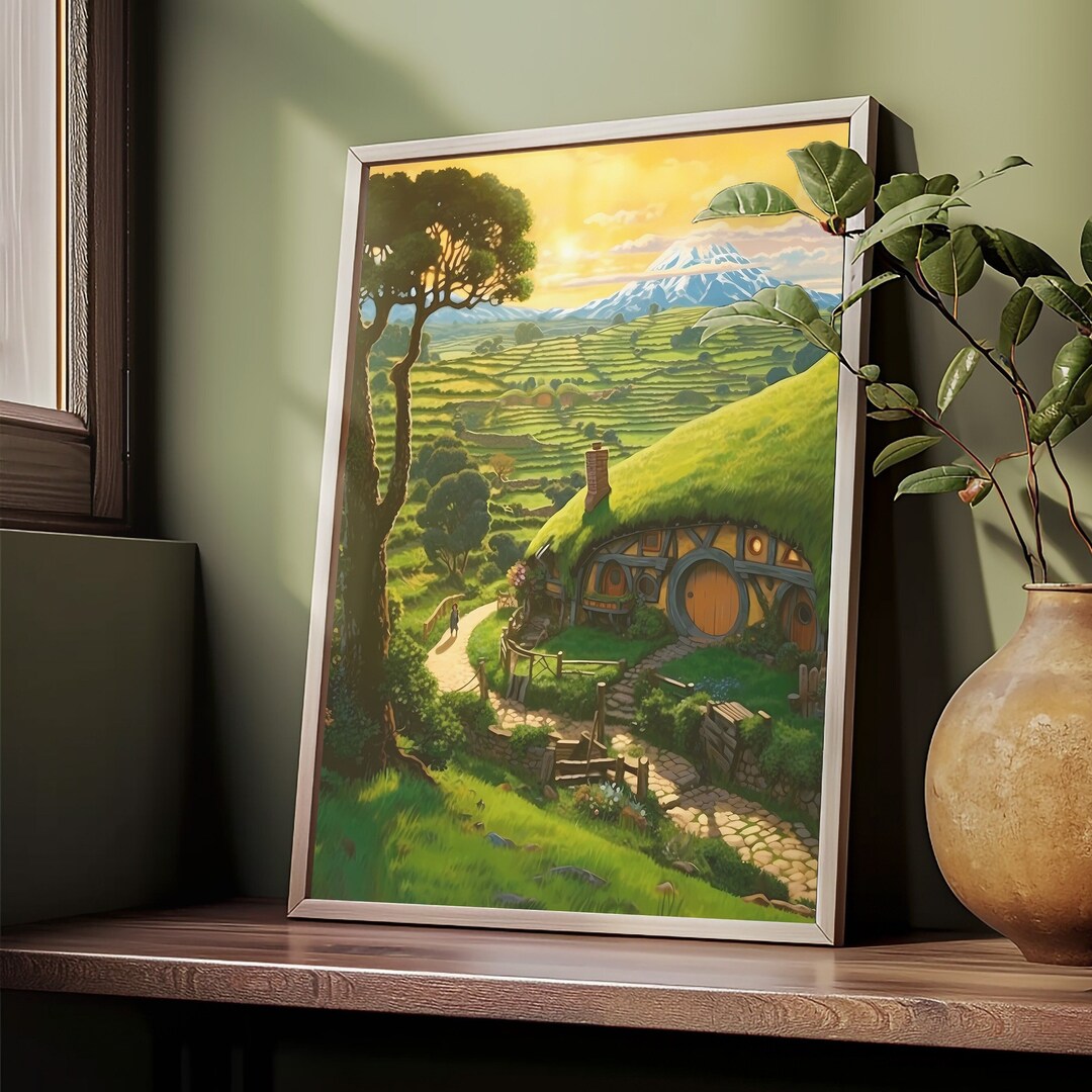 The Shire Bag End Art Print Hobbitcore Decor Hobbiton Poster Lord of ...