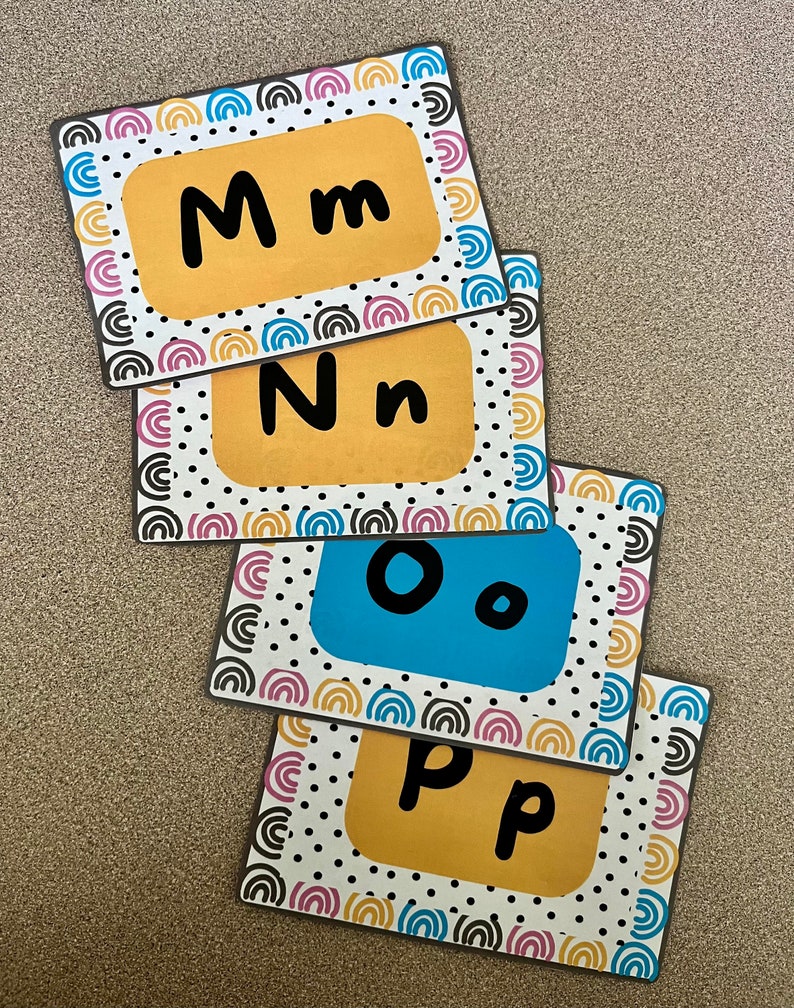 Large Alphabet Flashcards- Printed ABC Flash Cards for Classrooms, Boho ...