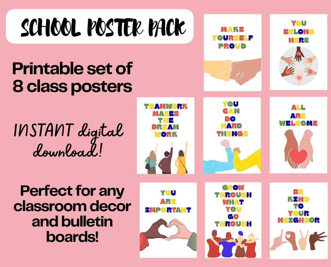 Teacher Poster Bundle Motivational Inspiration Classroom Decor Student ...
