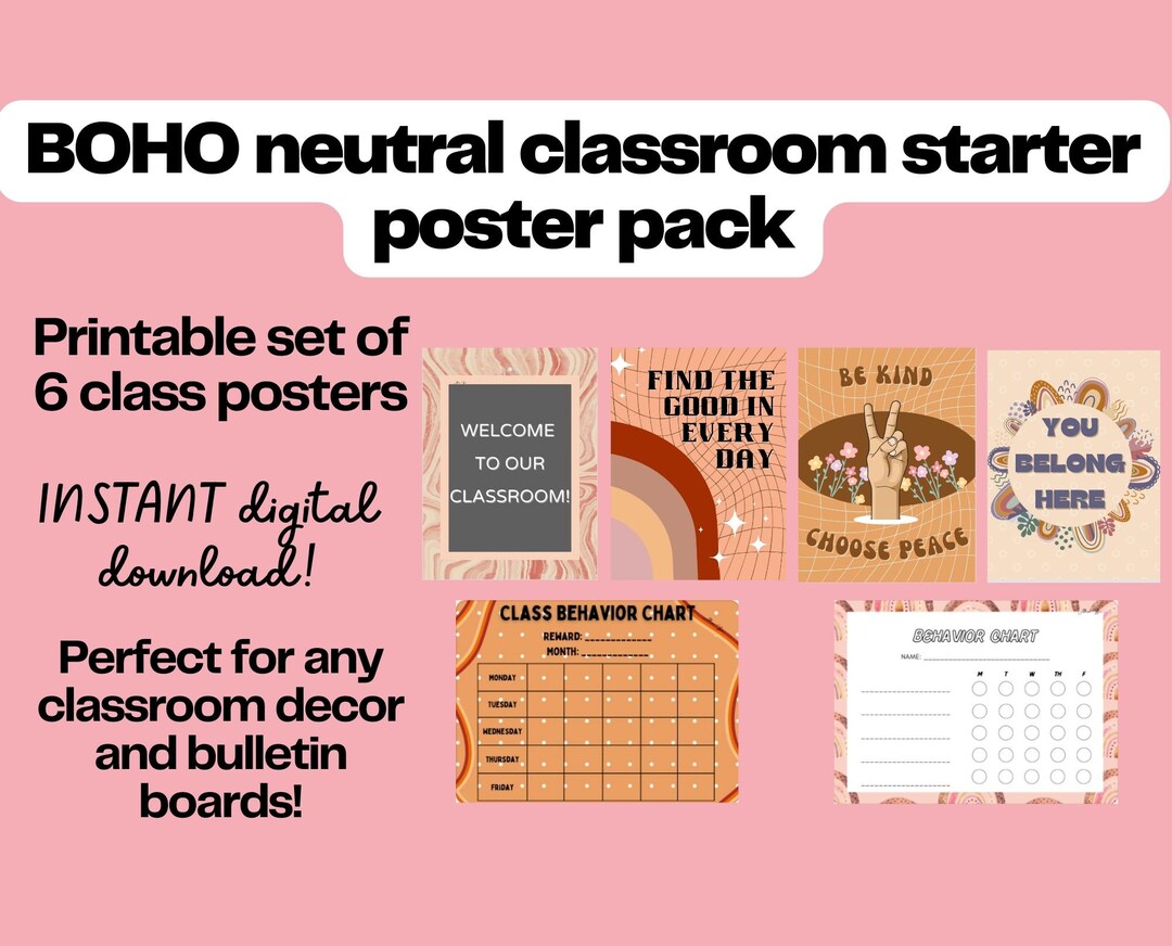 Boho Neutral Classroom Decor Bundle, Easy and Modern Classroom ...