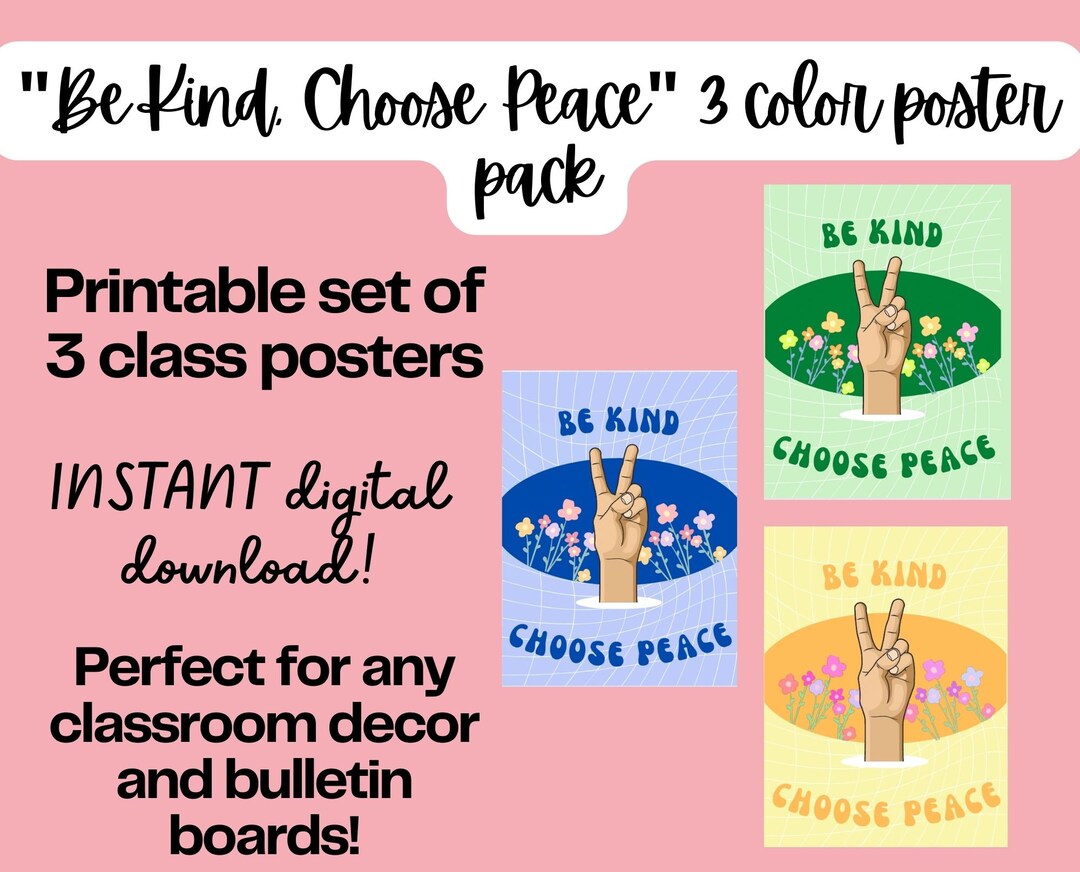 Set of 3 -educational Posters Set for Playroom - Be Kind Poster ...