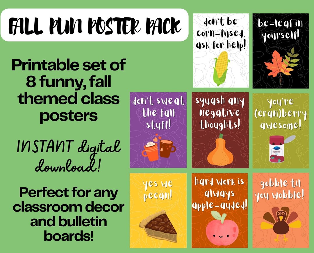 Set of 8 Fall Printable Posters ~ Autumn ~ Thanksgiving ~ Halloween ...