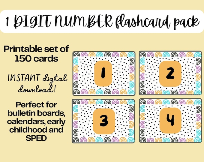 Number 1-150 Flash Cards, Printable Number Cards, Number Recognition ...