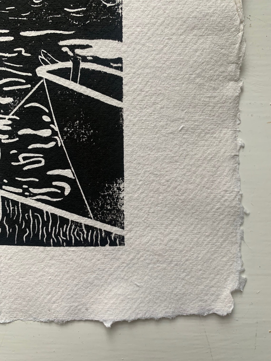 Harbour - Original Lino Print - Boat Print - Landscape Art - Coastal ...