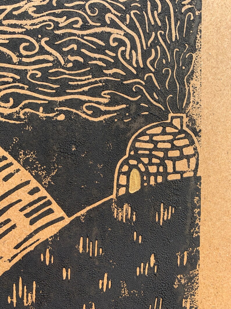 Handmade Linocut Christmas Cards - Festive Gold Accents, Pack of 3 - Etsy