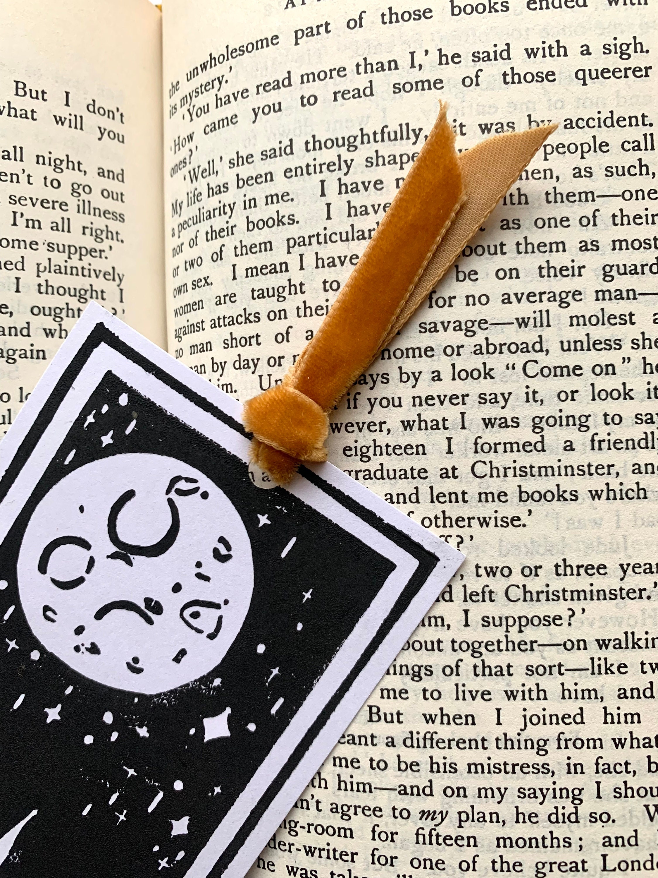 Cat Bookmark Original Lino Print Lino Cut Halloween Gift - Etsy