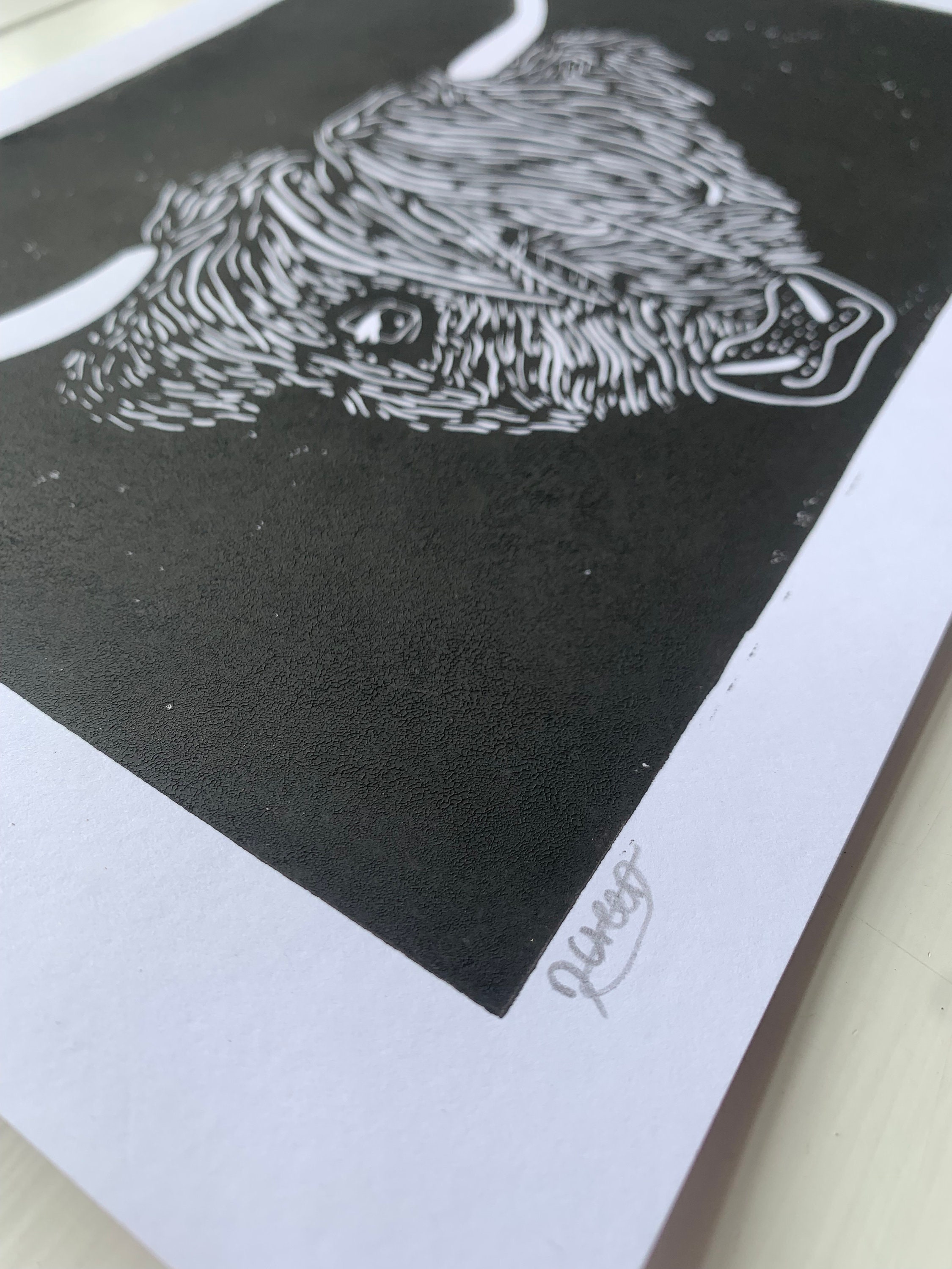 Highland Cow - Original Lino Print - Cow - Abstract - Animal - Home ...