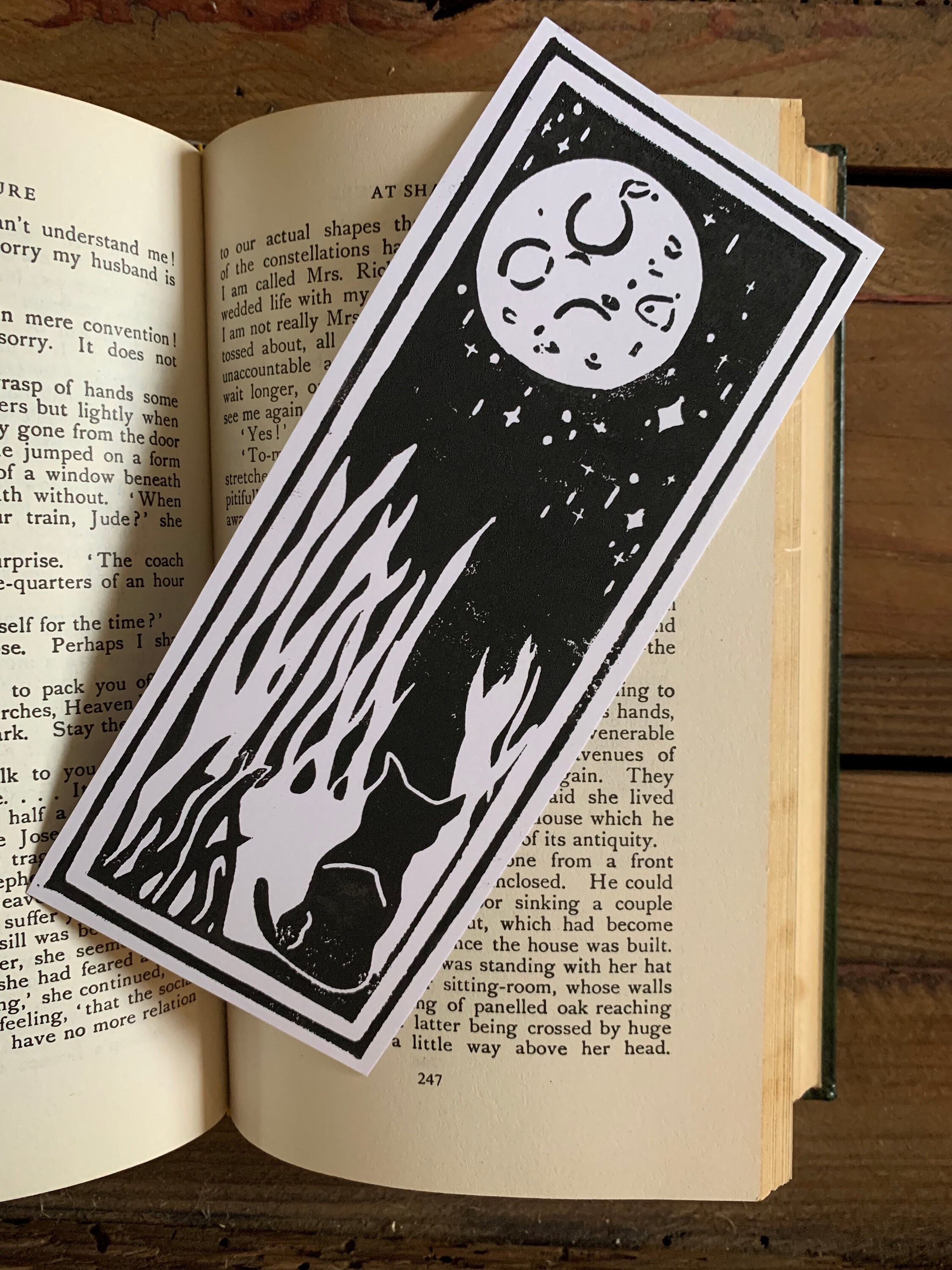 Cat Bookmark Original Lino Print Lino Cut Halloween Gift - Etsy
