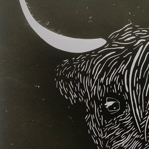 Highland Cow - Original Lino Print - Cow - Abstract - Animal - Home ...