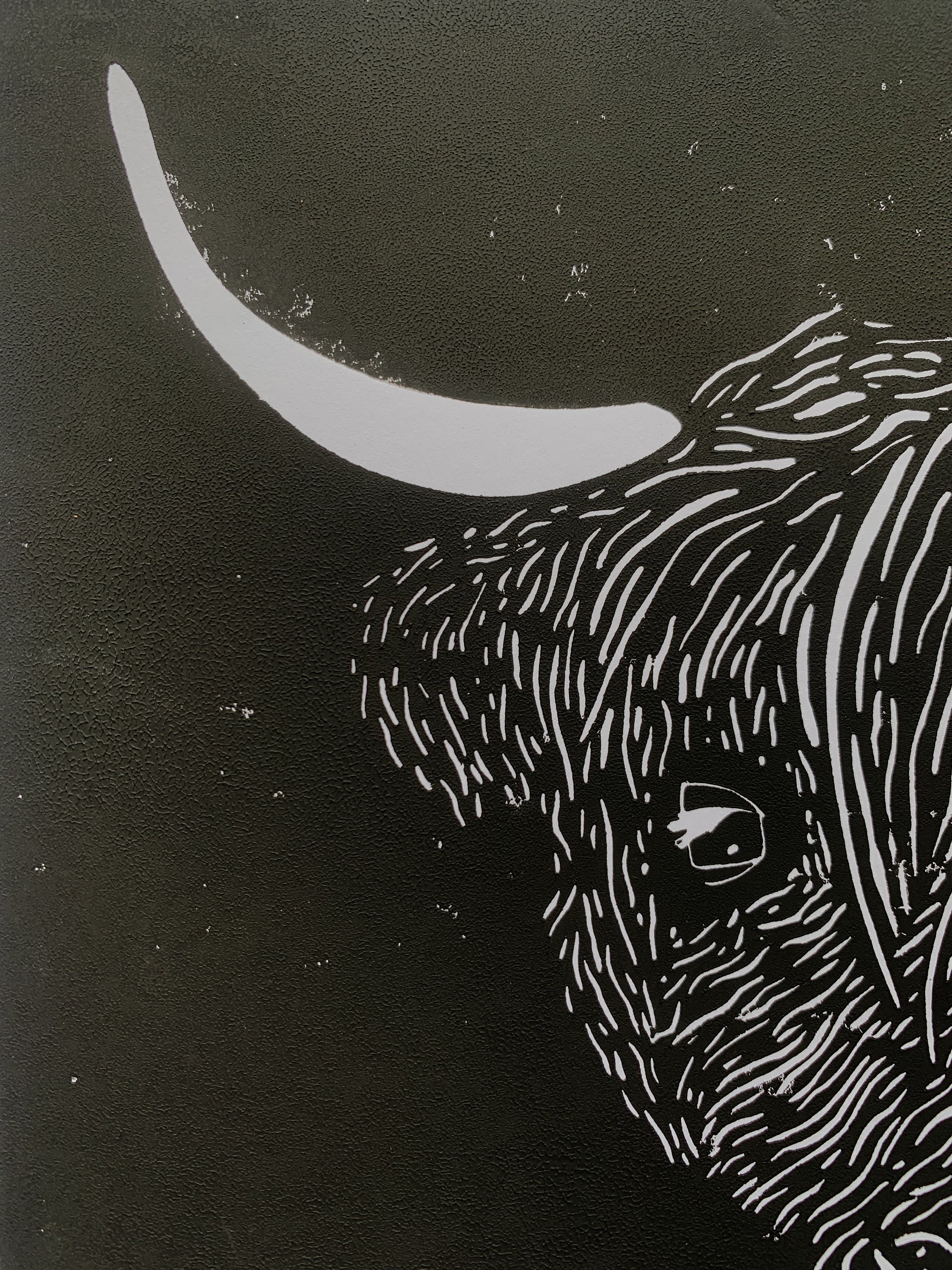 Highland Cow - Original Lino Print - Cow - Abstract - Animal - Home ...