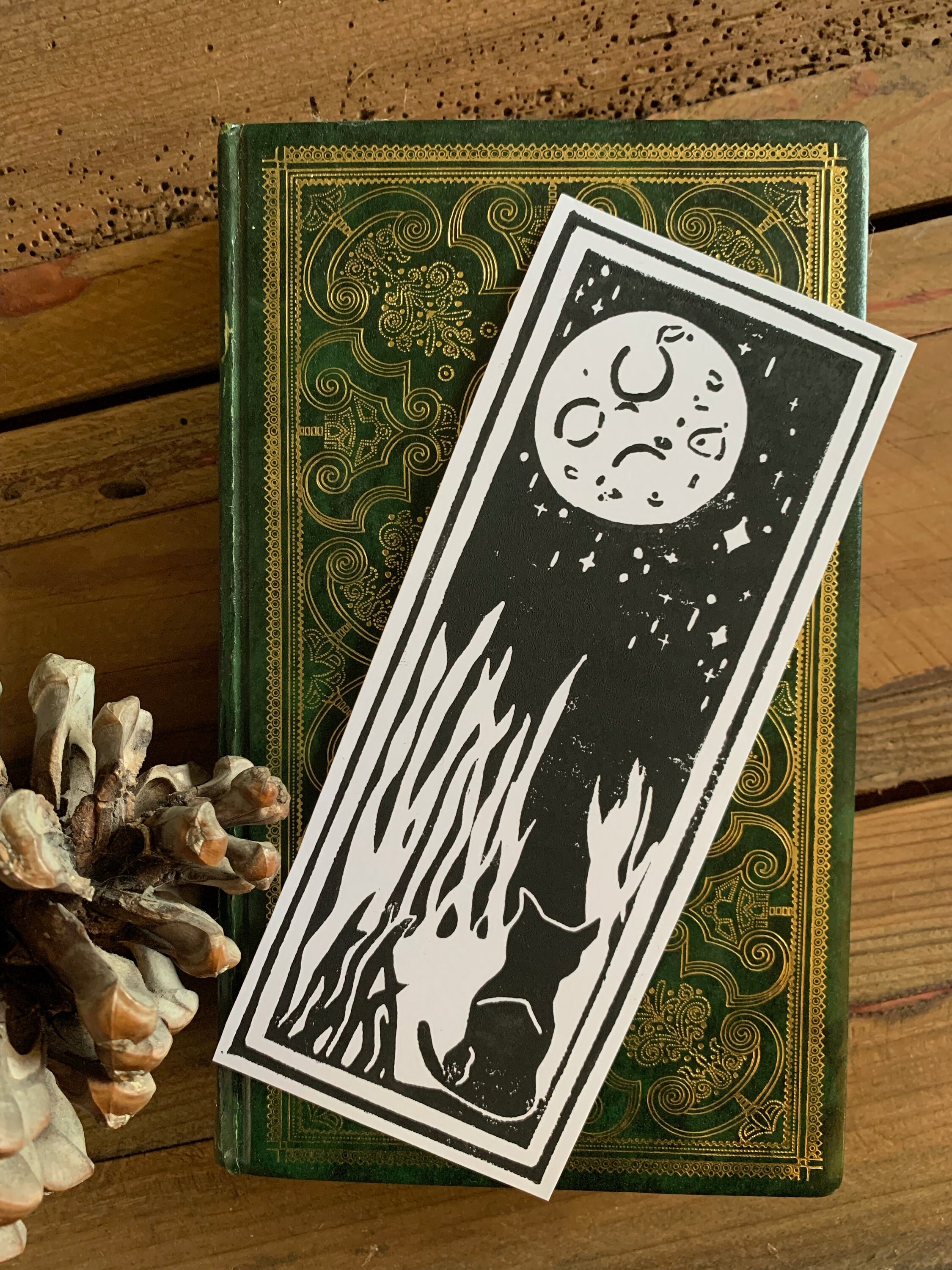 Cat Bookmark Original Lino Print Lino Cut Halloween Gift - Etsy