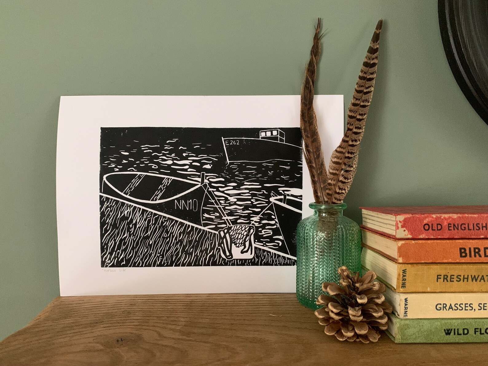 Harbour - Original Lino Print - Boat Print - Landscape Art - Coastal ...
