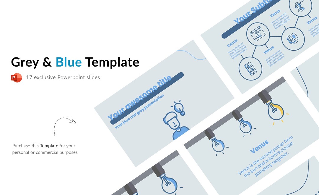 School Lecture Powerpoint Template - Gray and Blue Presentation - Etsy