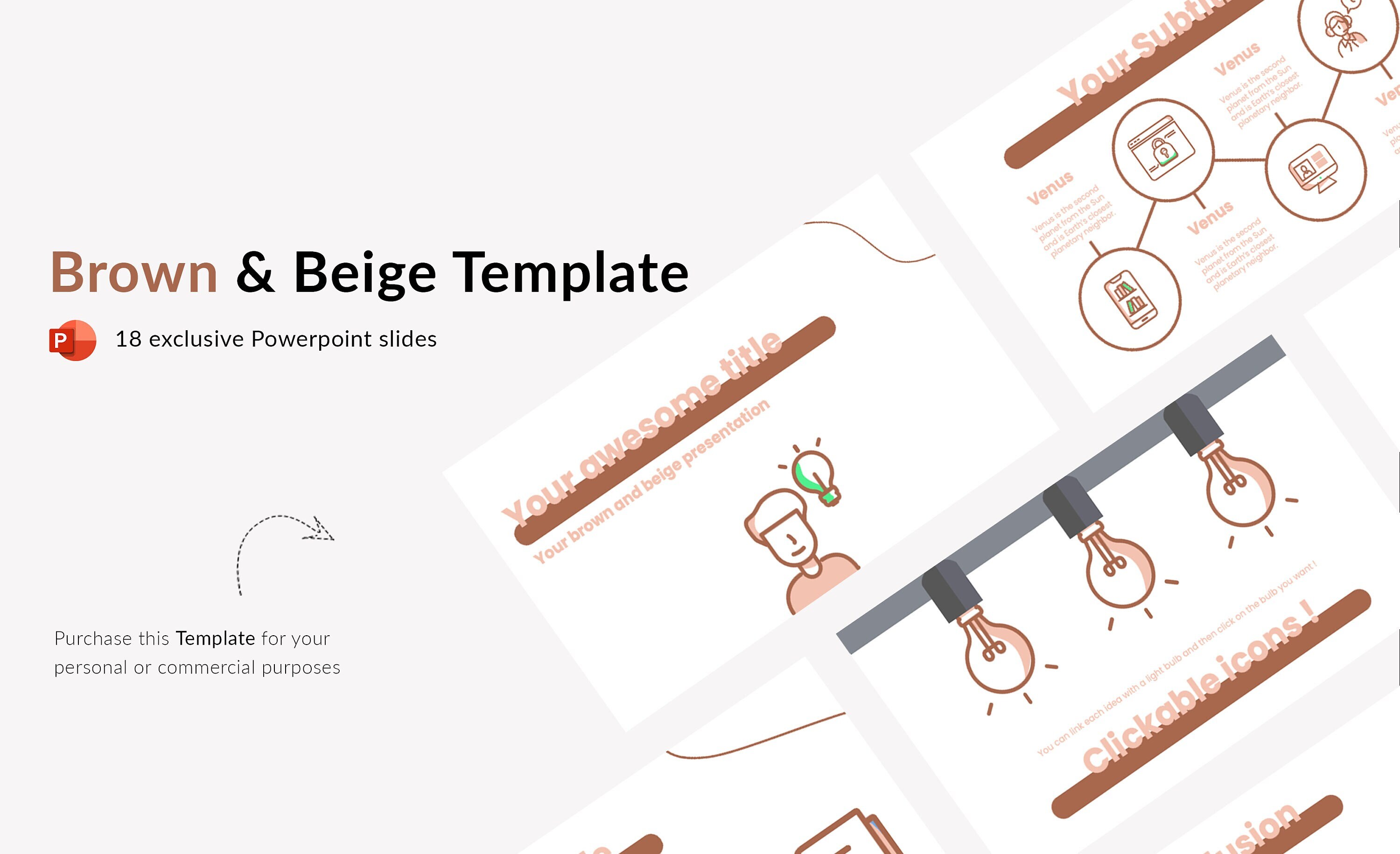 Drawing Style Powerpoint Presentation Template - Brown and White - Etsy