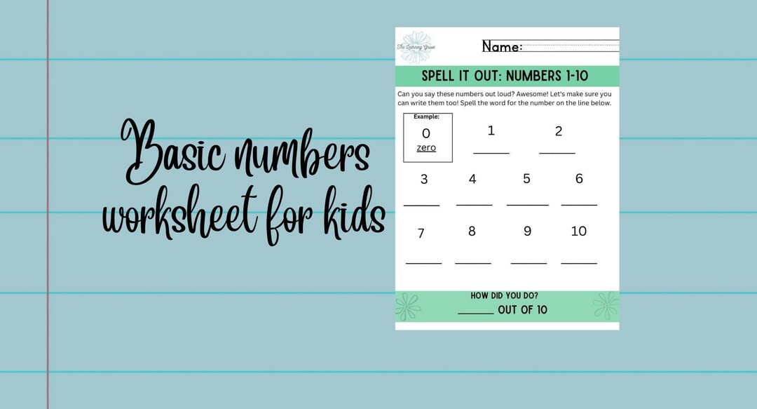 Basic Numbers Worksheet for Young Kids - Etsy