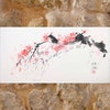 Bright Pink Cherry Blossom Original Sumi-e Painting. Ink and ...