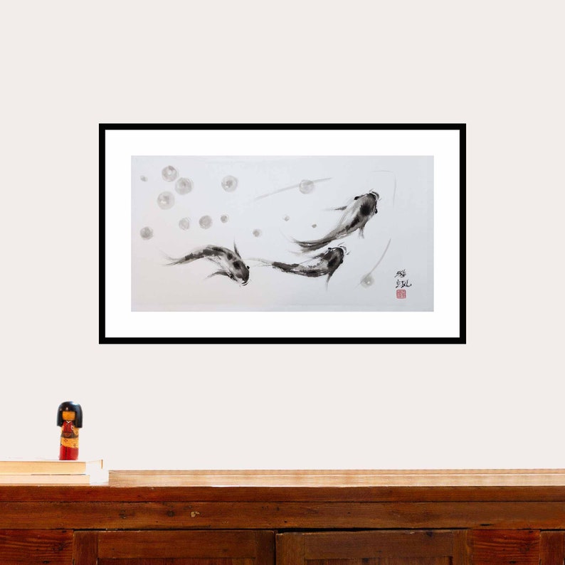 Original Koi Fish Ink Painting: Sumi-e Japanese Art, Unframed - Etsy