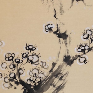 Cherry Blossom Sumi-e Painting - Japanese Sakura Art - Ink Watercolor ...