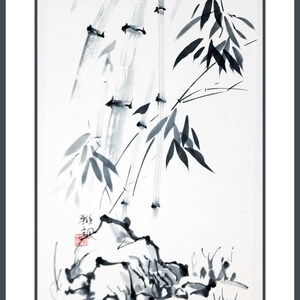 Bamboo and Rocks - Set of Two Original Paintings - Ink on Rice Paper ...