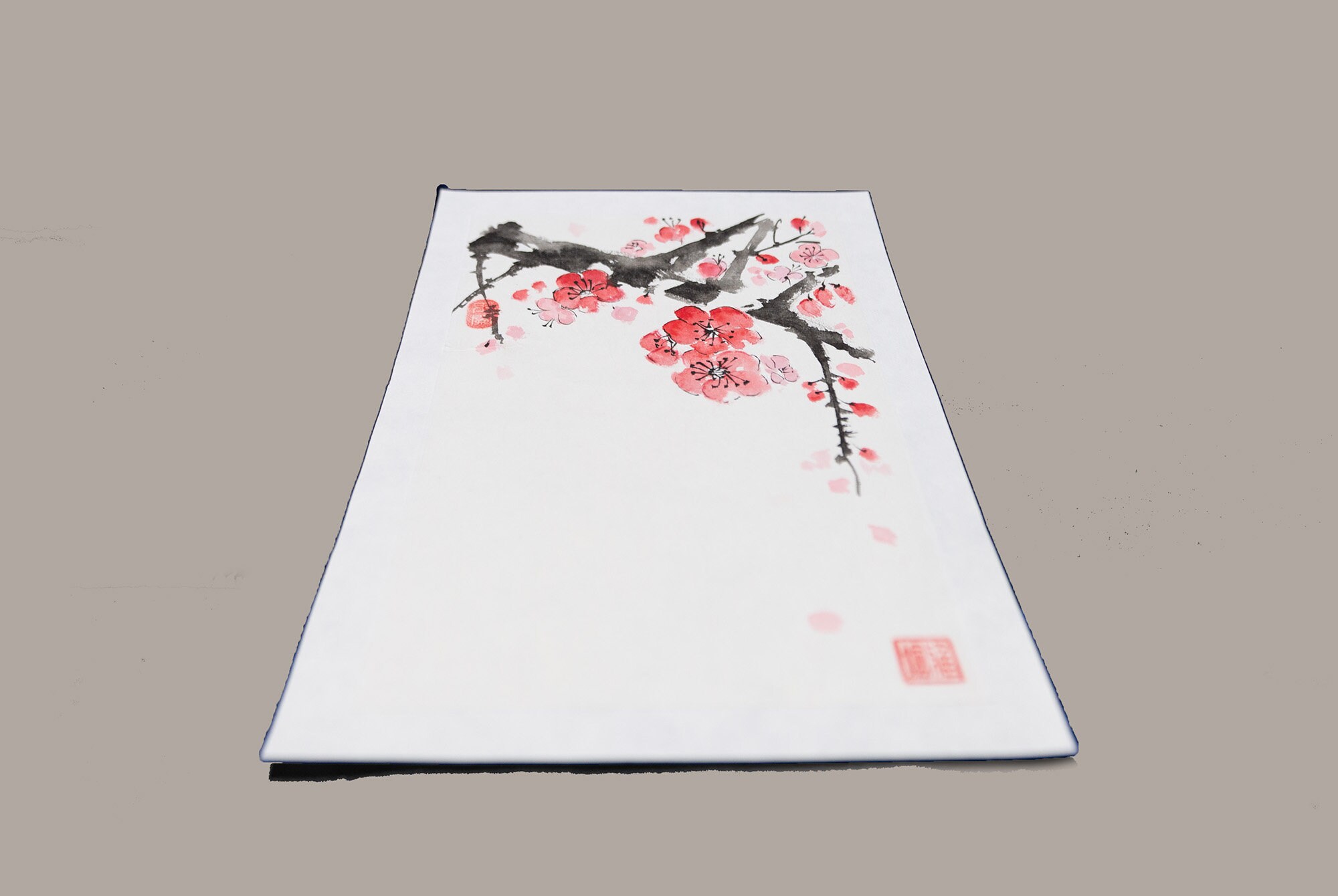 Pink Cherry Blossom Original Painting. Ink and Watercolours on Rice ...