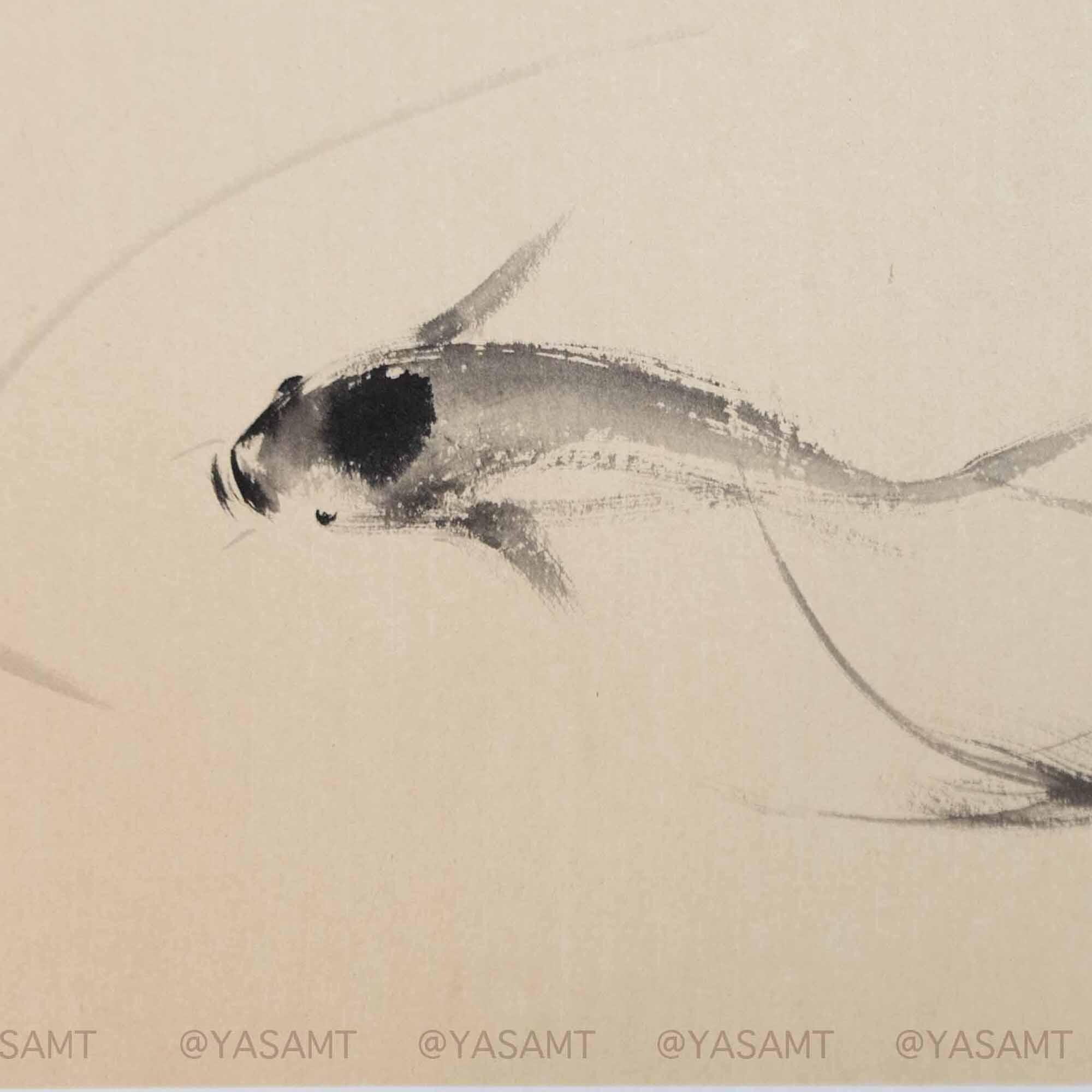 Koi Fish Painting - Original Artwork - Japanese Sumi Ink on Rice Paper ...