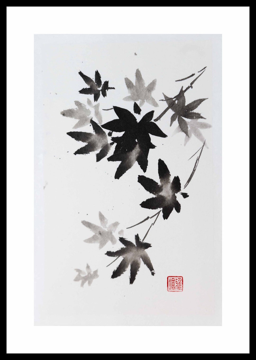 Japanese Maple Original Sumi-e Painting. Ink on Rice Paper. Japanese ...