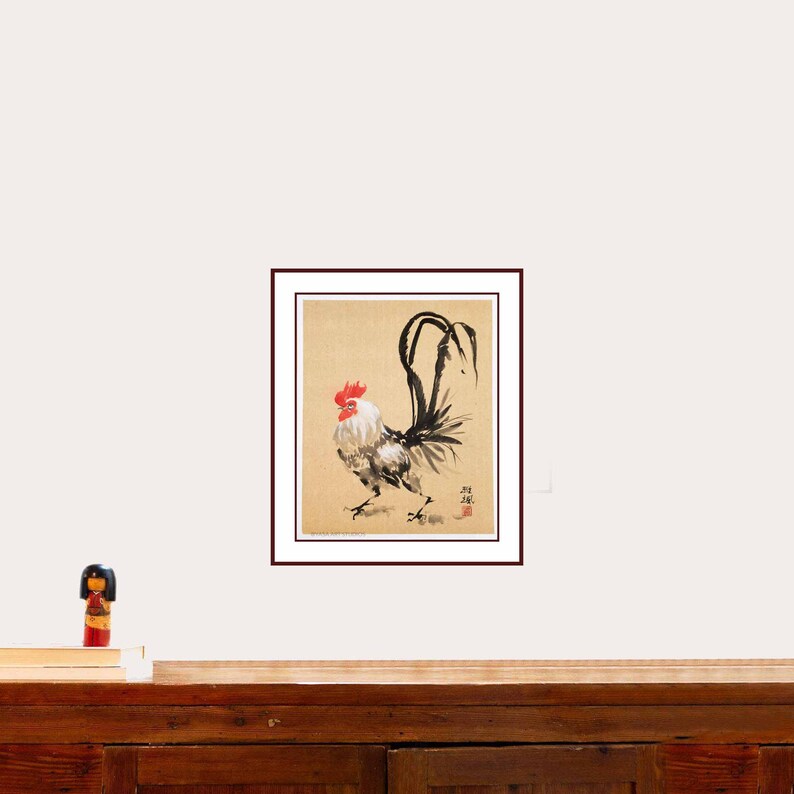 Rooster Painting - Ink and Watercolours on Rice Paper - Japanese Sumi-e ...