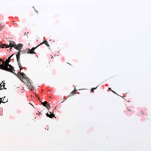 Cherry Blossoms Original Artwork, Ink and Watercolours on Rice Paper ...