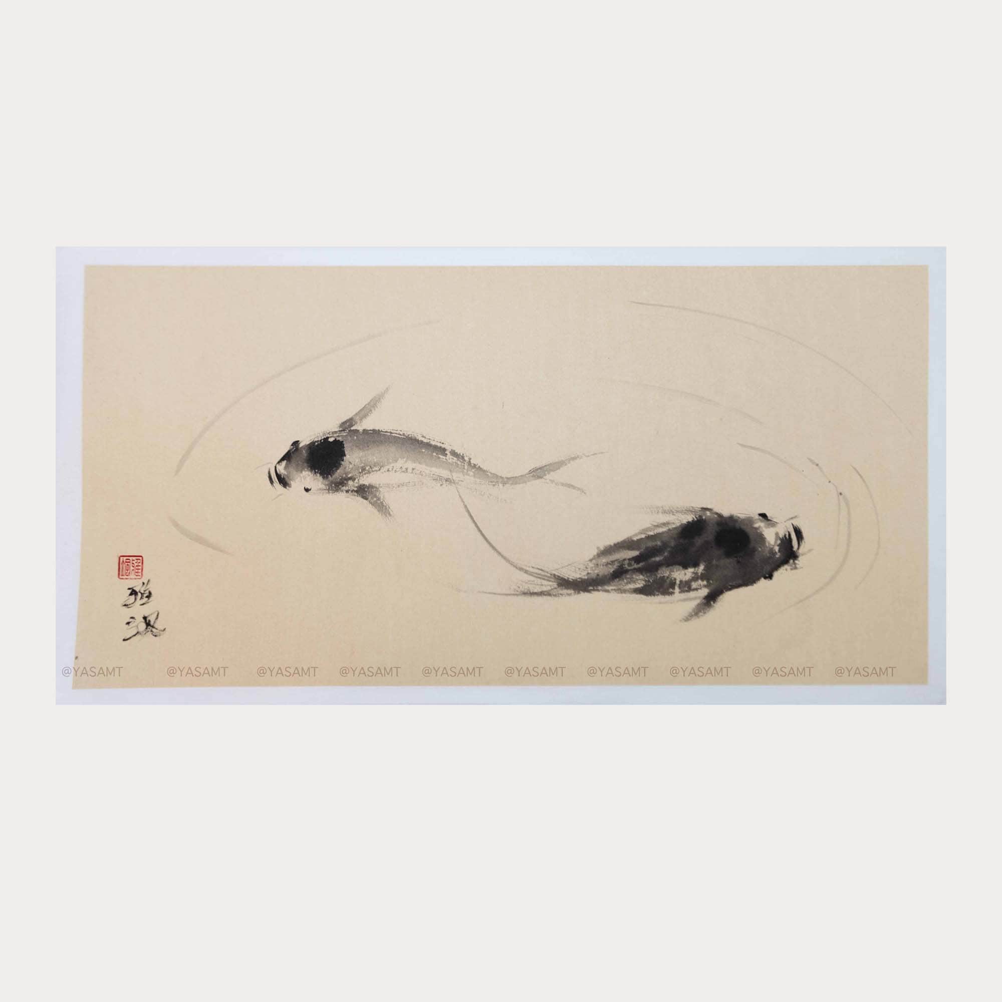 Koi Fish Painting - Original Artwork - Japanese Sumi Ink on Rice Paper ...