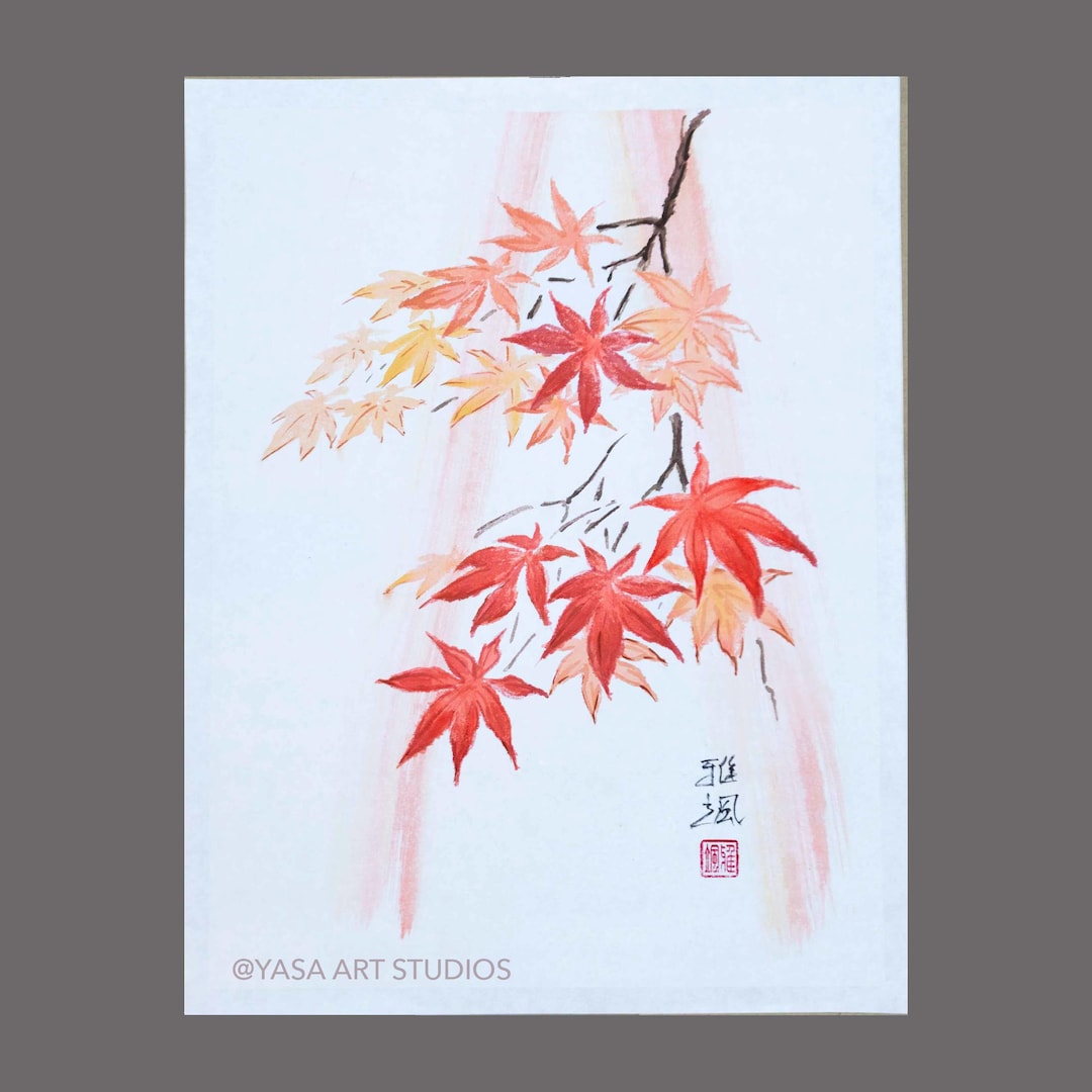 Japanese Maple Painting - Original Ink and Watercolour on Rice Paper ...
