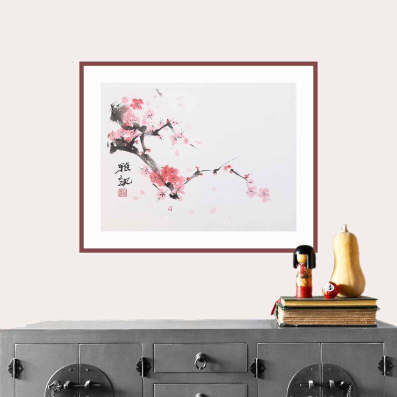 Cherry Blossoms Original Artwork, Ink and Watercolours on Rice Paper ...