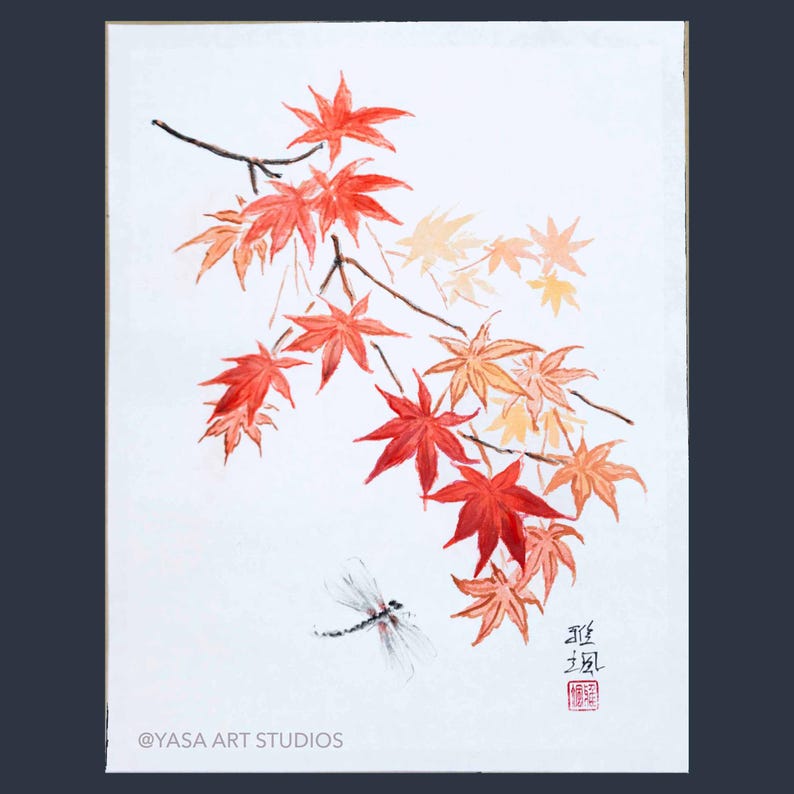Japanese Maple Painting - Original Ink and Watercolour on Rice Paper ...