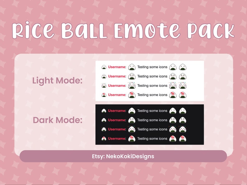 Rice Ball Emotes Cute Chibi Anime Kawaii Twitch / Youtube - Etsy
