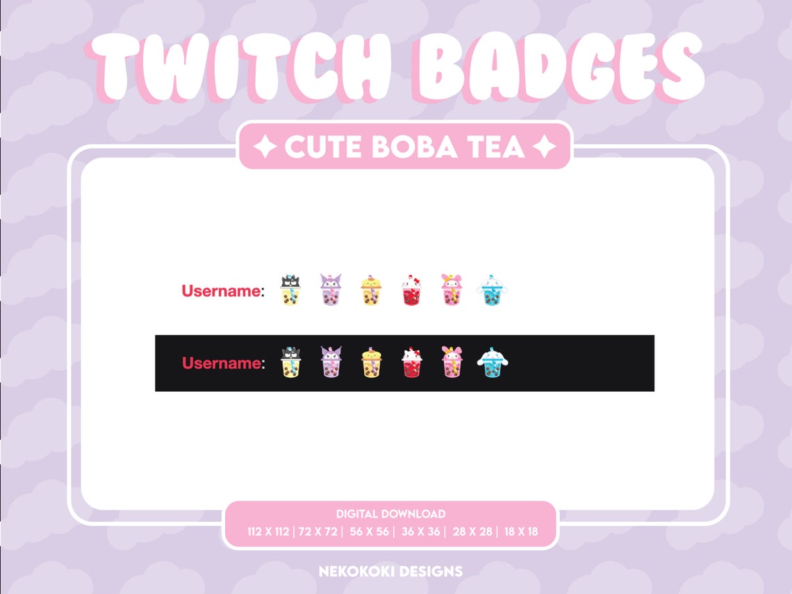 Cute Aesthetic Boba Tea Twitch Sub Badges / Bit Badges / Boba Tea ...