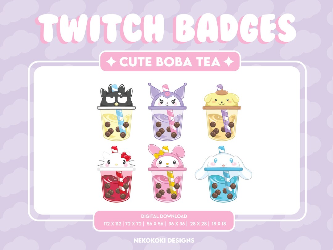 Cute Aesthetic Boba Tea Twitch Sub Badges / Bit Badges / Boba Tea ...