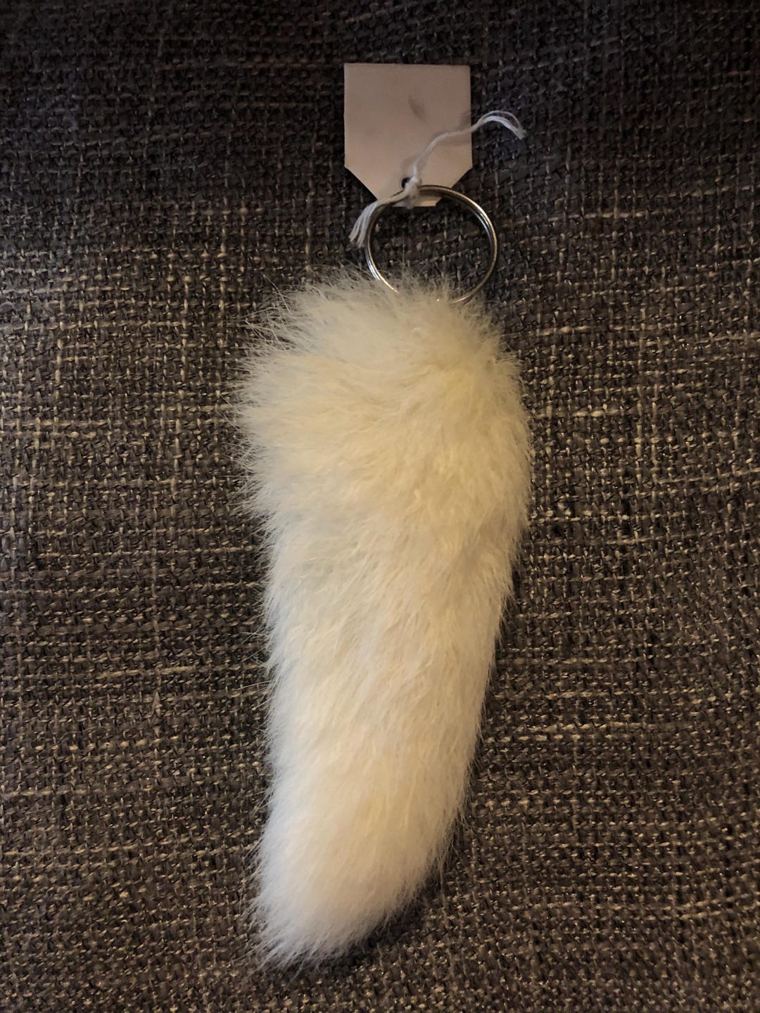 White Rabbit Tail Keychain - Etsy