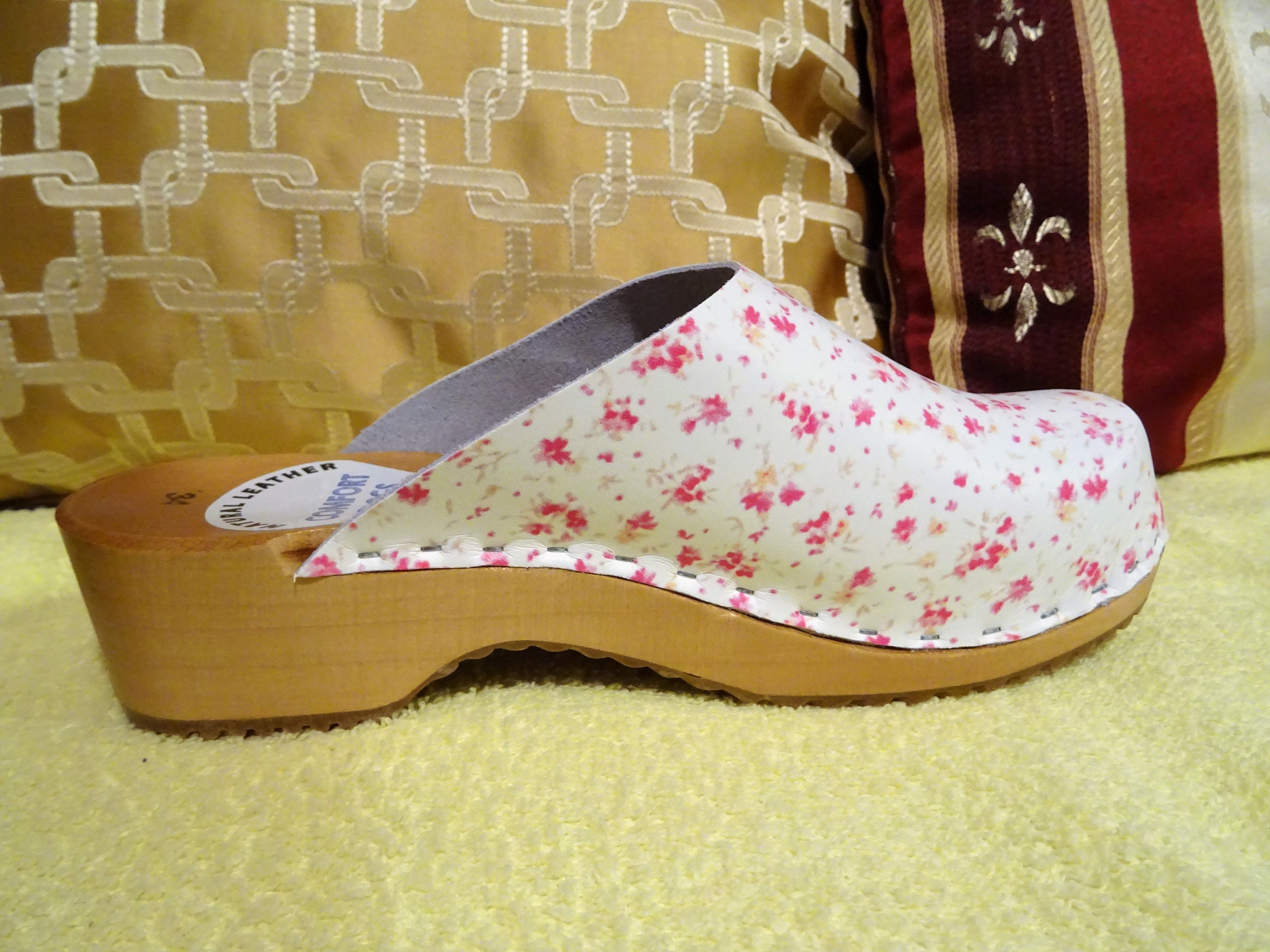 White & Pink Flowers Wooden Clogs Little Kid's Children - Etsy