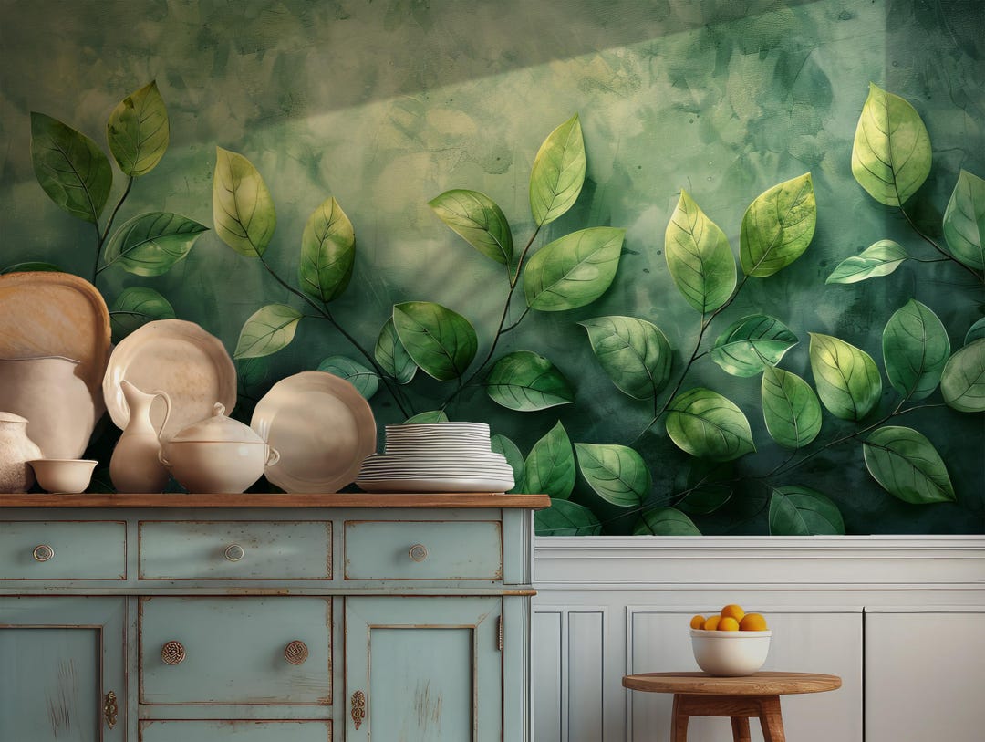 Spring Green Wall Mural - Peel and Stick Temporary Wallpaper - Floral ...