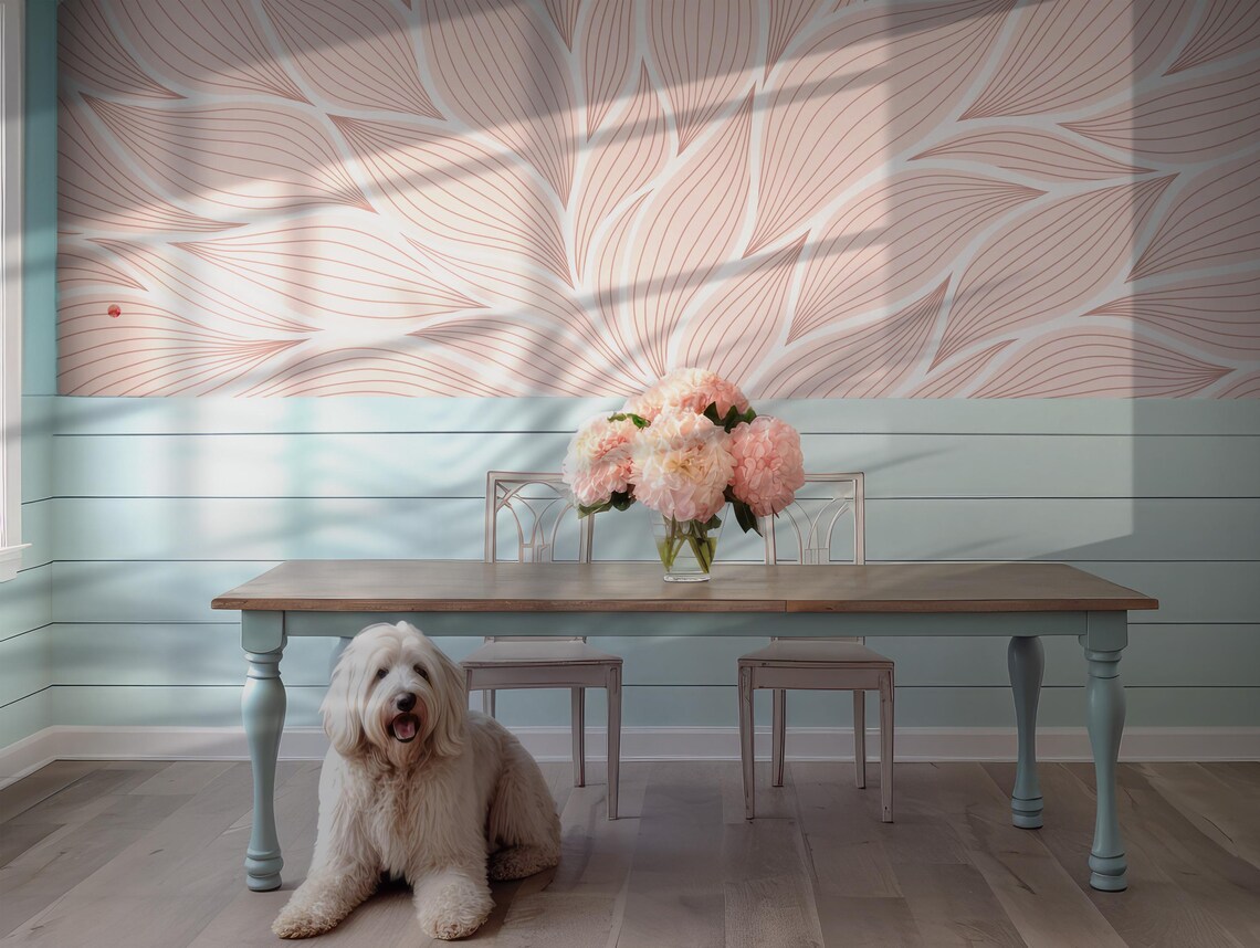 Mural Modern Blush Botanical Wallpaper for Elegant Bedroom Wall Decor ...