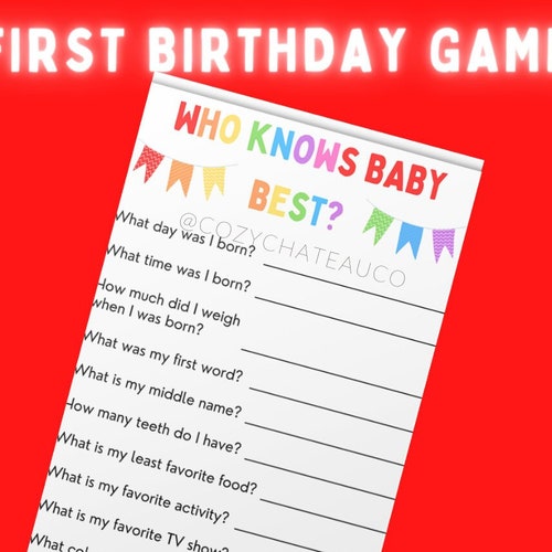 Baby's First Birthday Party Game Printable 1st Birthday - Etsy