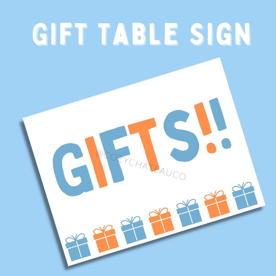 Bluey Gift Table Sign, Blue and Orange Themed Birthday Party, Bluey ...