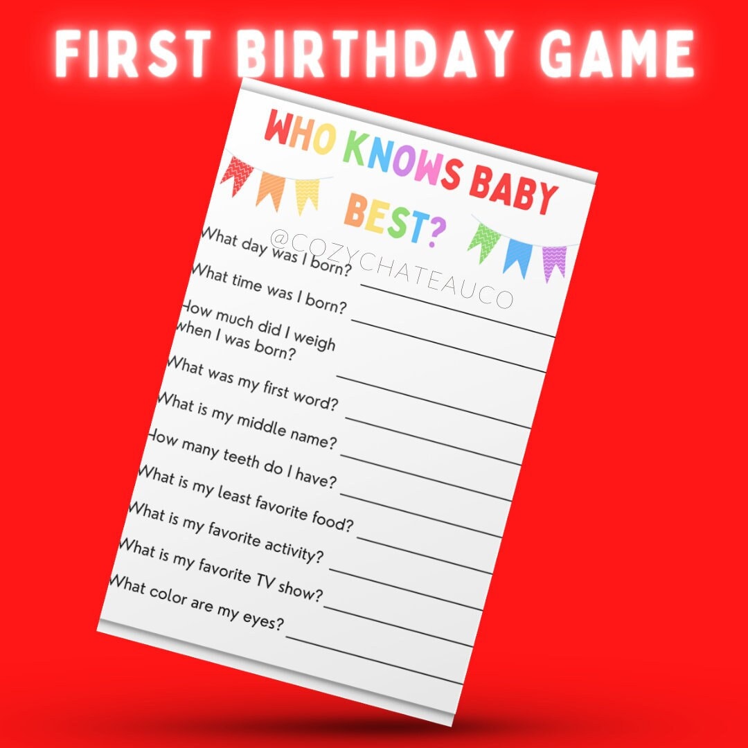 Who Knows Baby Best First Birthday Party Game, Rainbow Themed Birthday ...