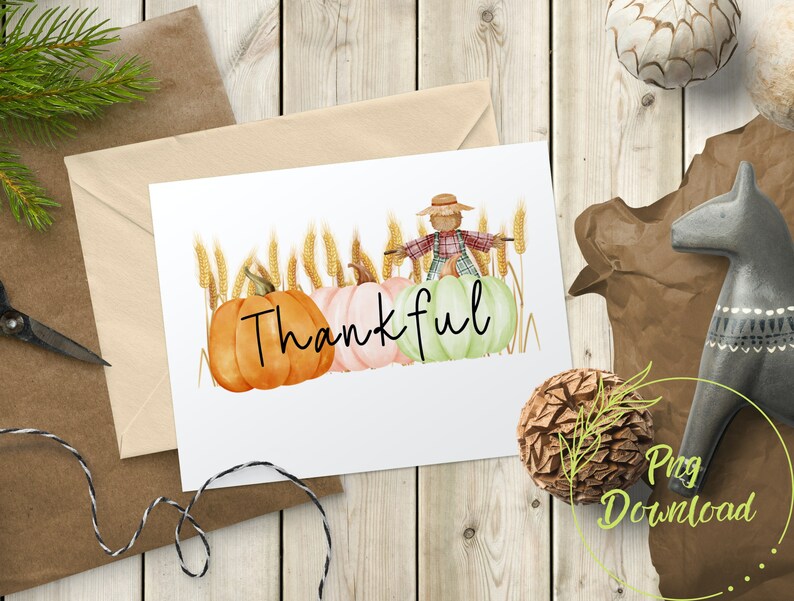 Thankful Scarecrow Fall PNG - Etsy