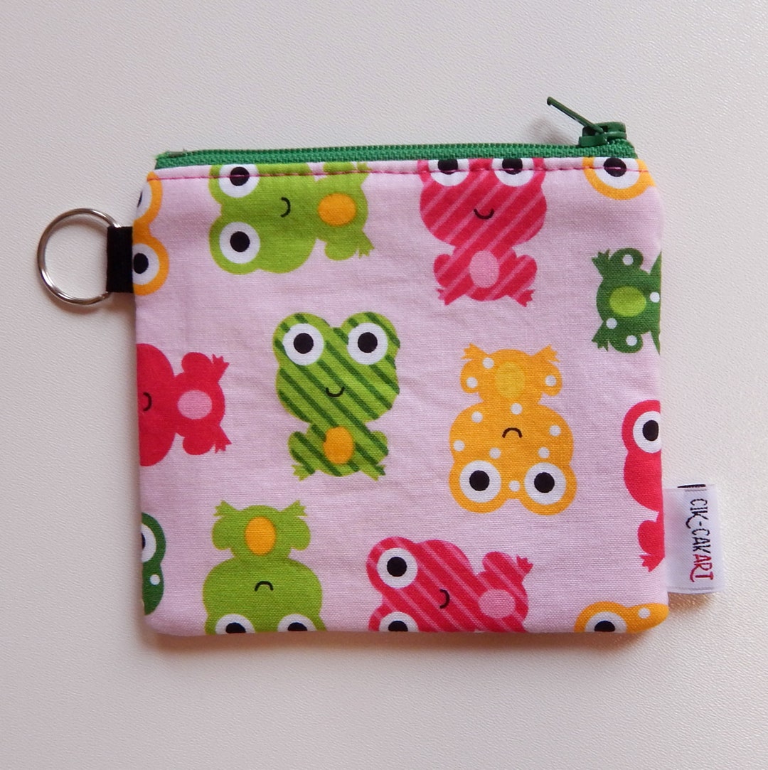 Handmade Frog Coin Purse: Cotton Canvas Pouch With Keychain - Etsy