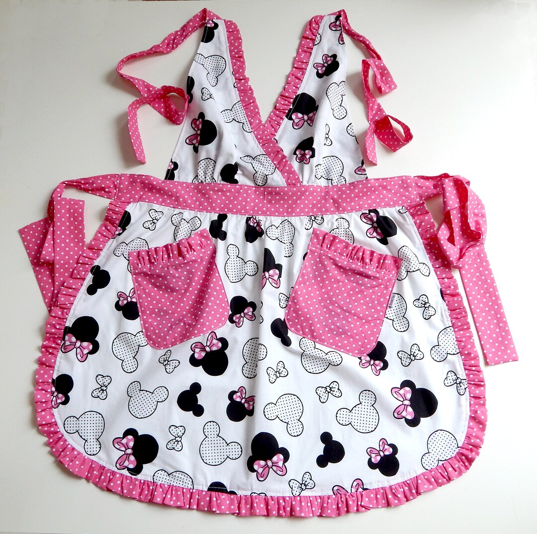 Apron, Kitchen Apron, Cooking Apron, Minnie Mouse, Disney, Pink, Cute ...