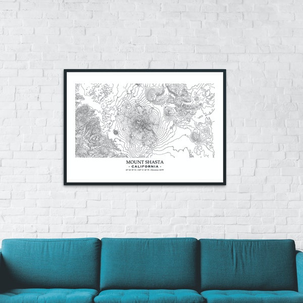 Topographic Map Mt Shasta - Etsy