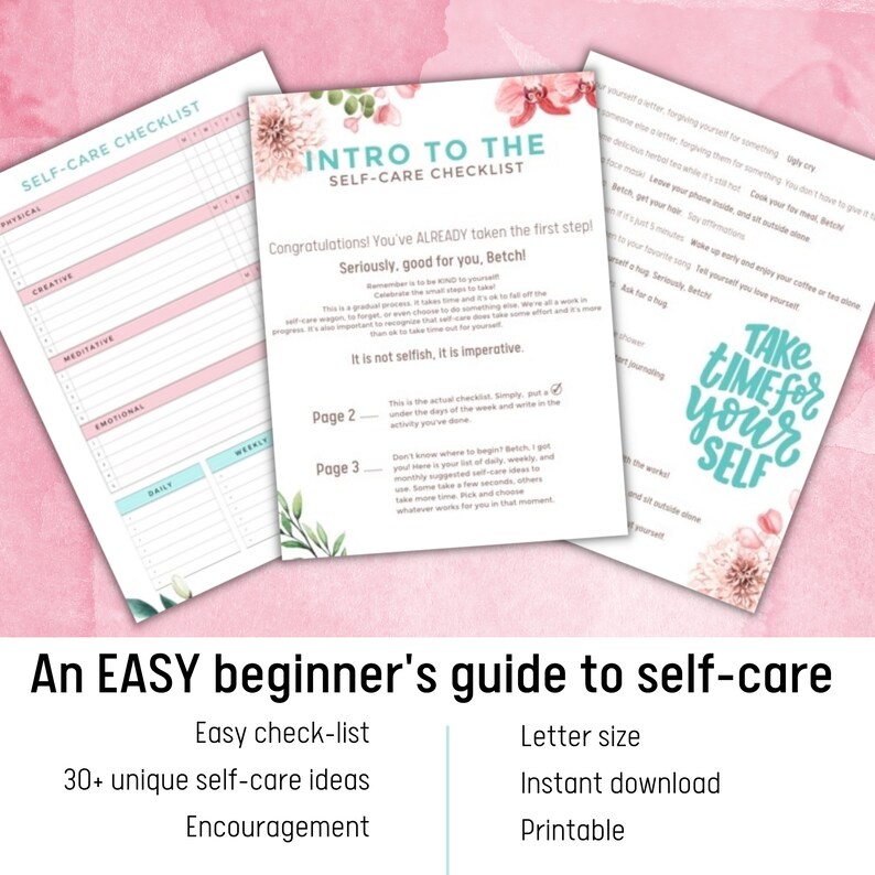 Easy Beginner's Guide to Self-care With Intro, Daily Checklist, Weekly ...