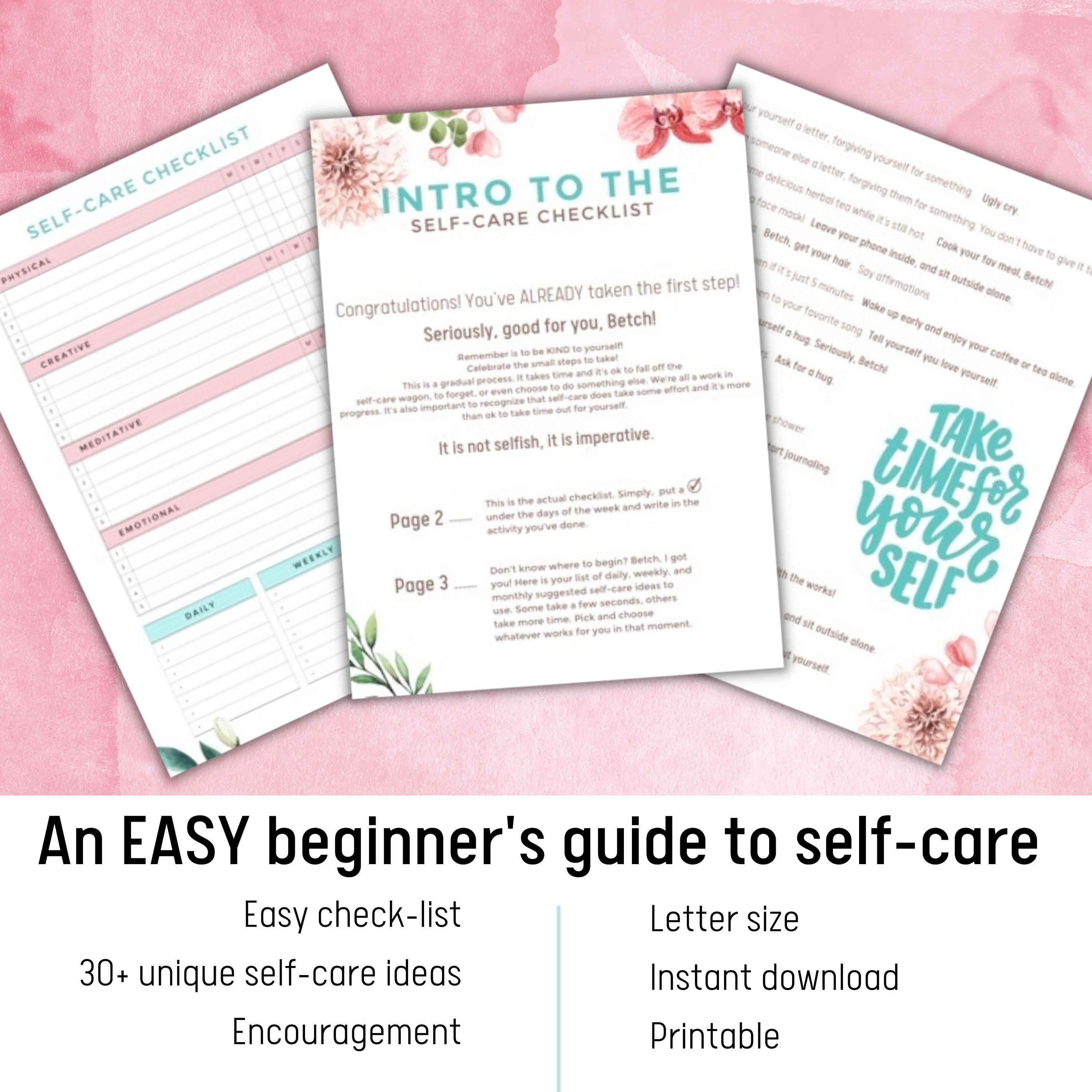 Easy Beginner's Guide to Self-care With Intro, Daily Checklist, Weekly ...