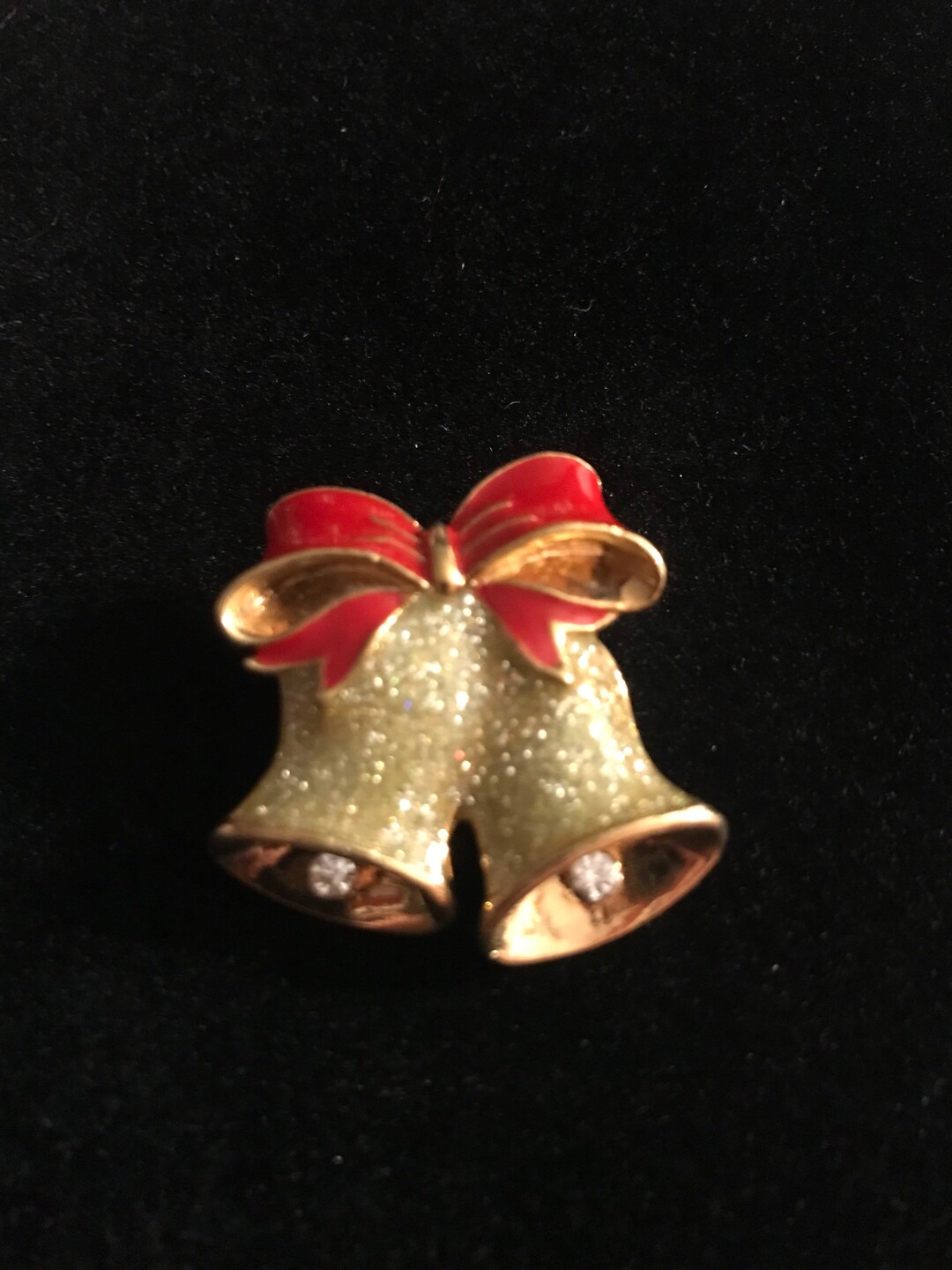 Vintage Sparkling Holiday Bells Brooch - Etsy