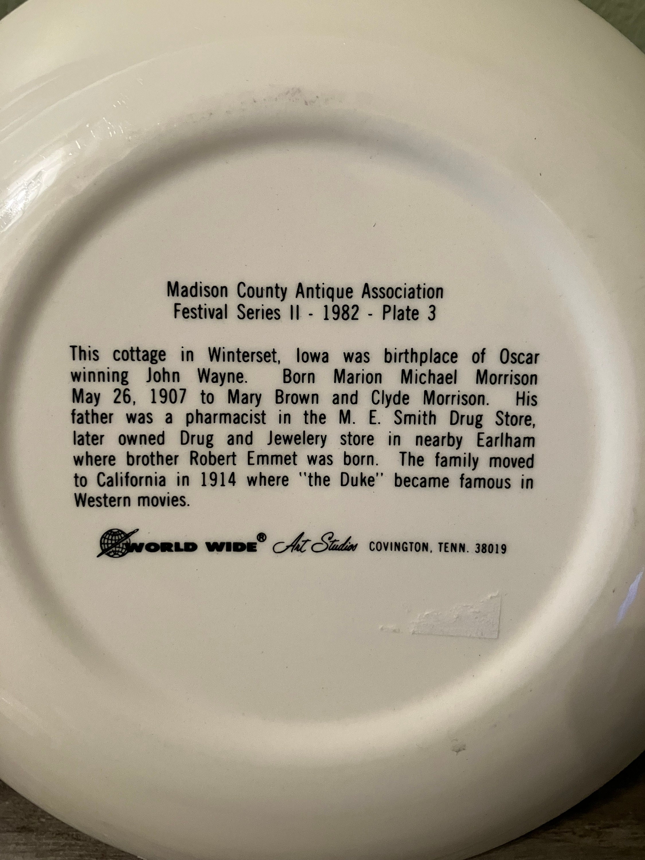 Vintage John Wayne Birthplace Collector Plate - Etsy